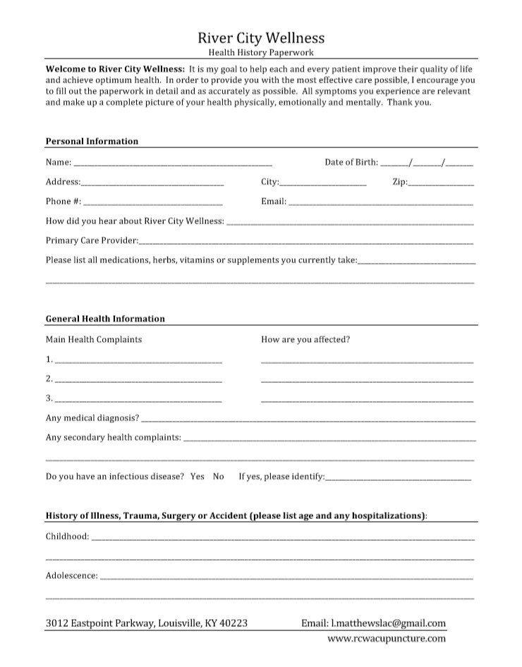 New Patient Form - River City Wellness